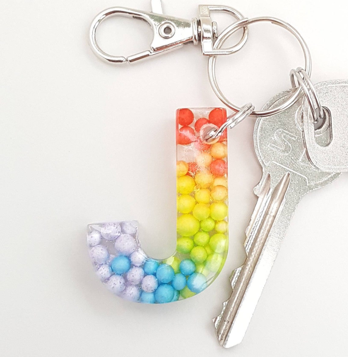 Rainbow Initial Keyring Rainbow Gay Pride Keychain Rainbow | Etsy