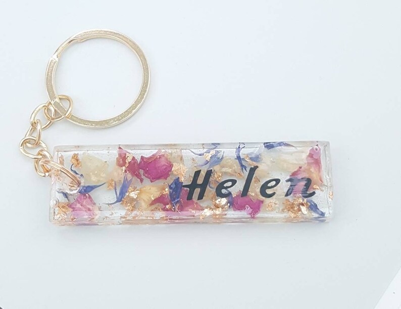 Real Flower Petals Name Keyring Resin Name Keychain Car | Etsy