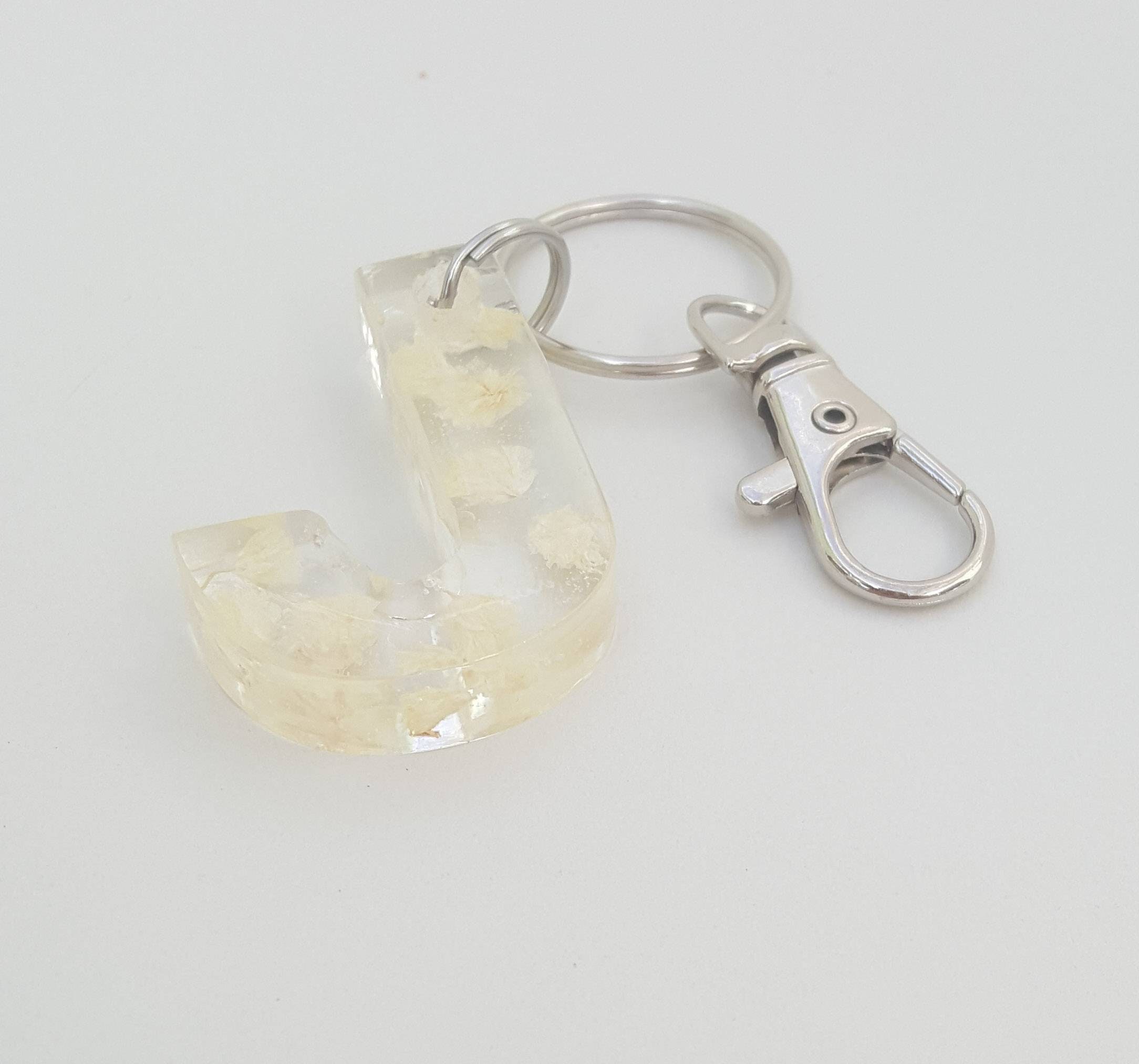 Real Flower Initial Keychains White Large Letter Initial - Etsy