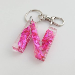Initial Keyrings, Initial Keychains, Resin Letter Keyring, Pink Initial ...