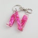 Initial Keyrings, Initial Keychains, Resin Letter Keyring, Pink Initial ...