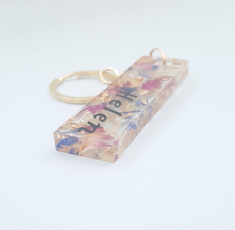 Real Flower Petals Name Keyring Resin Name Keychain Car | Etsy