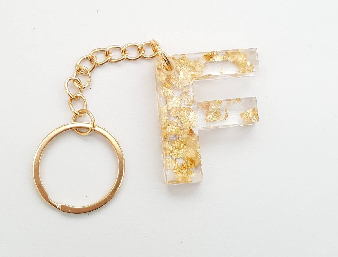 House keyring House Keys Resin Letter Keyring with Gold Leaf | Etsy
