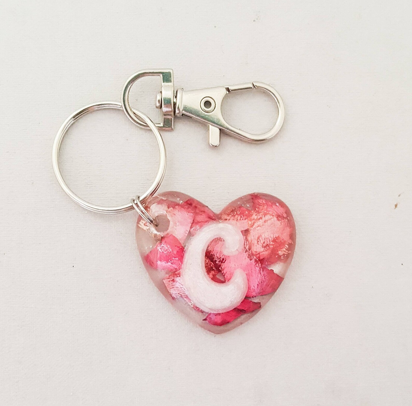 Personalised Initial Keyring Rose Petal Keyring Initial | Etsy