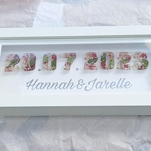 Wedding Date, Flower Box Frame, Personalised Names, Wedding Keepsake ...