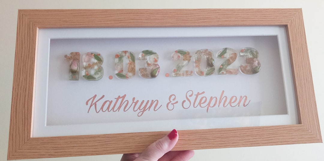 Wedding Date, Flower Box Frame, Personalised Names, Wedding Keepsake ...