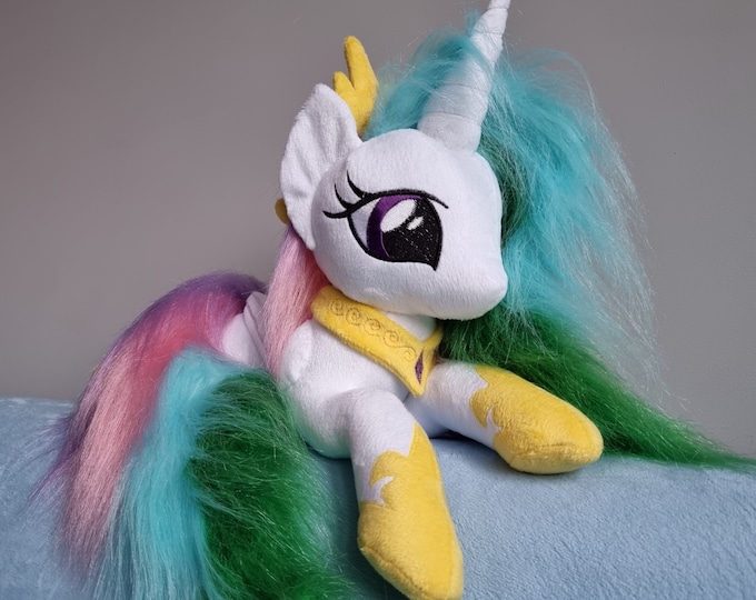 Princess Celestia My Littlle Pony Plush Toy, Mlp Plush Alicorn, Mlp Commission, Pony Custom ...