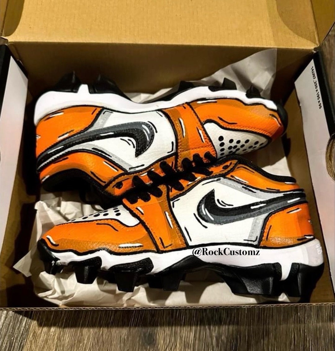 Custom Hand Painted Jordan 1 Low Top Cleats or Shoes. can Change Colors ...
