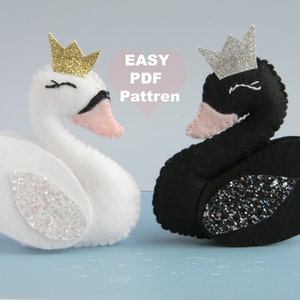 PDF Pattern Felt Swan Ornament Swan Hand Sewing Pattern Swan Princess ...