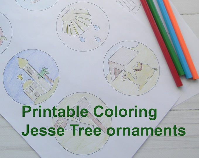 Printable PDF Jesse Tree Coloring Book - Christmas Advent Ornament ...