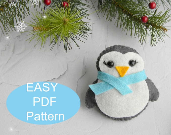 PDF Pattern - Little Penguin, Winter Felt Ornament Pattern, Christmas ...