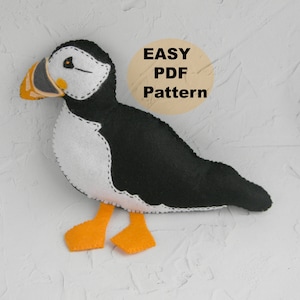 Stuffed Puffin Sewing Pattern Felt Puffin Plush Softie Arctic Animals ...