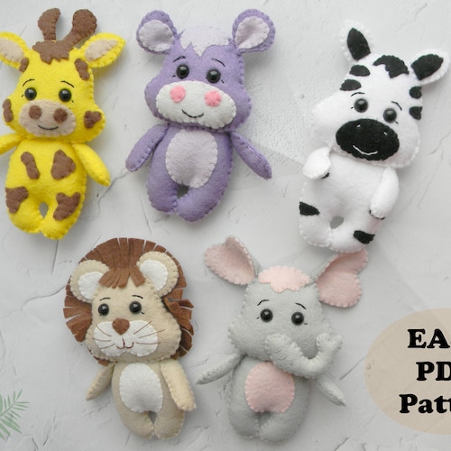 Felt Baby Crib Mobile Pattern. Jungle Safari Animals Mobile. - Etsy