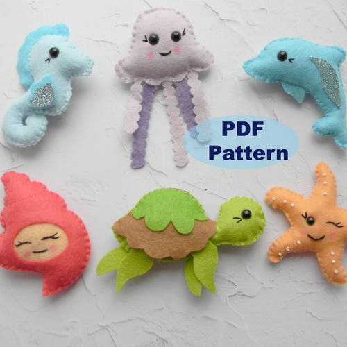 Felt Pattern Sea Creature Sewing Pattern Sea Baby Mobile | Etsy
