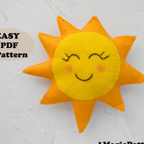 Sun Felt Pattern PDF Felt Sun Ornament Pattern Kawaii Sewing | Etsy