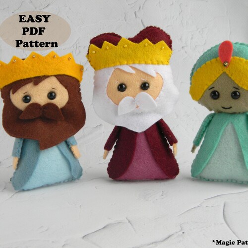 Felt Nativity Scene Pattern Three Kings PDF Pattern Felt - Etsy
