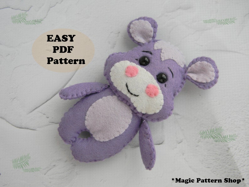 Hippo PDF Pattern Felt Hippo Ornament Sewing Pattern Jungle - Etsy