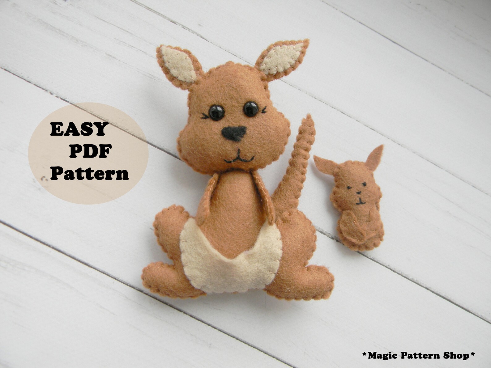 Kangaroo Felt PDF Pattern Felt Kangaroo Ornament Pattern Kangaroo Mom ...