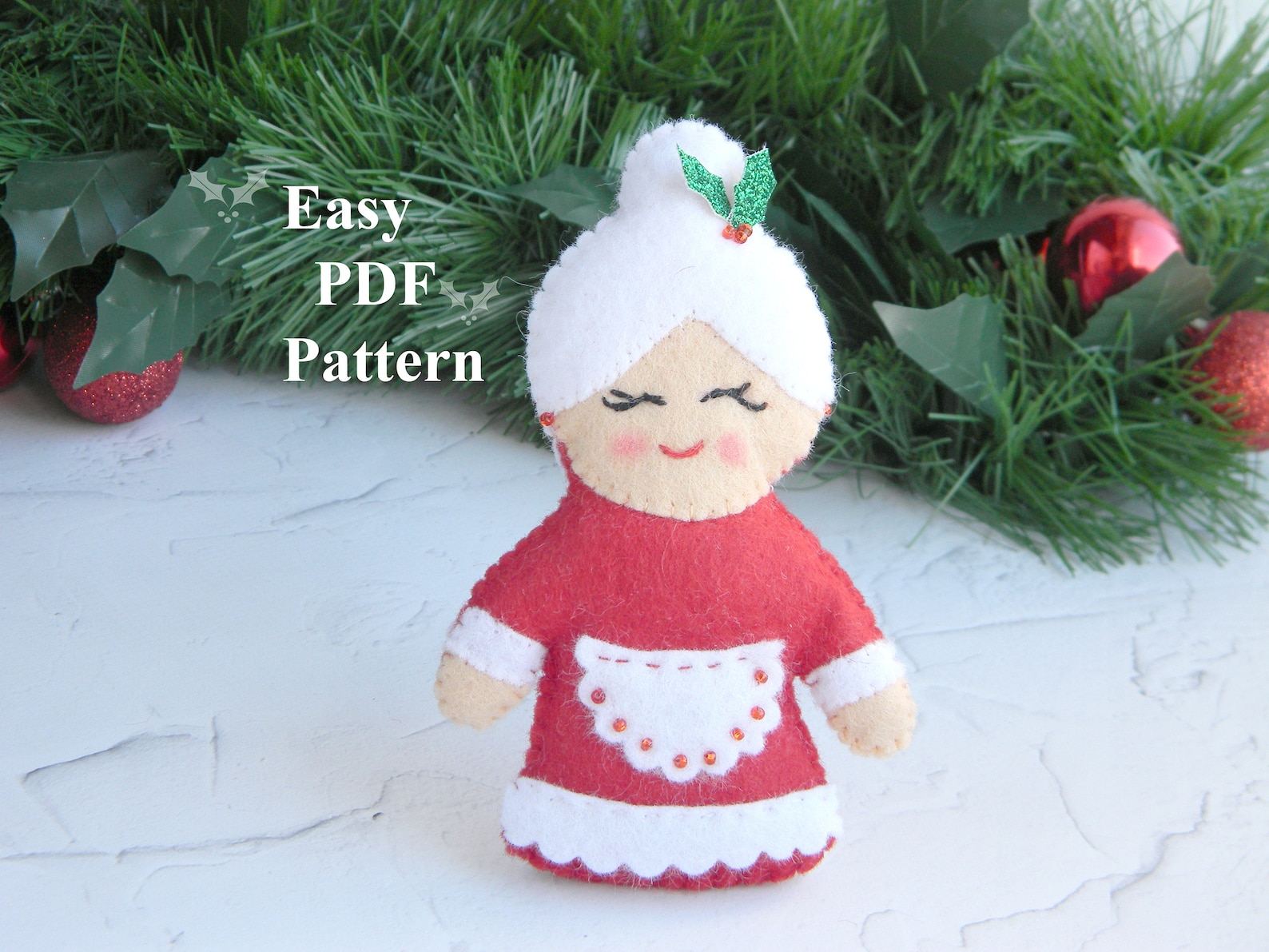 Mrs Claus Pattern Felt Christmas Ornament Pattern PDF Plush - Etsy