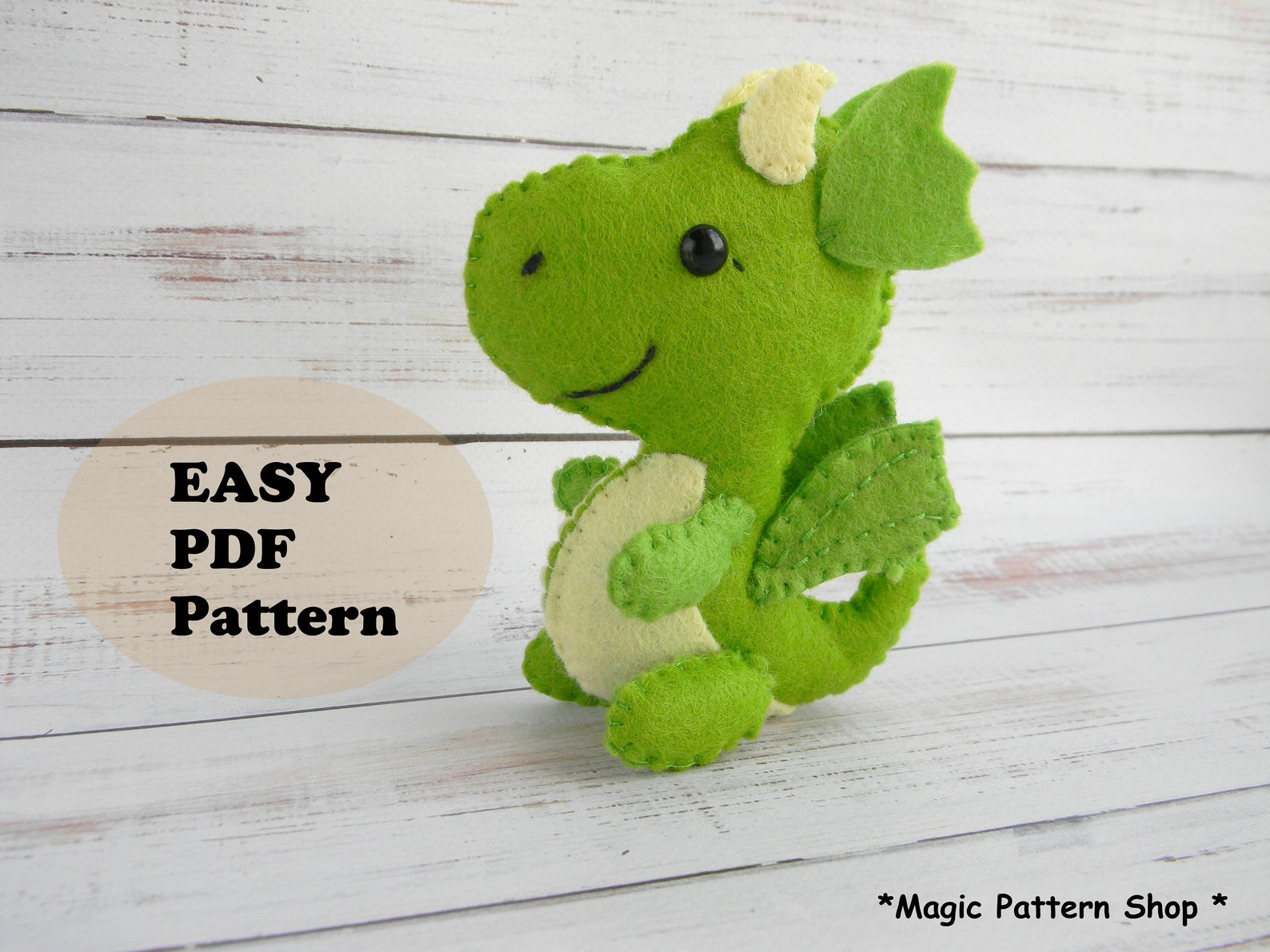 Dragon Felt Pattern PDF & SVG Cute Dragon Felt Pattern Dragon | Etsy