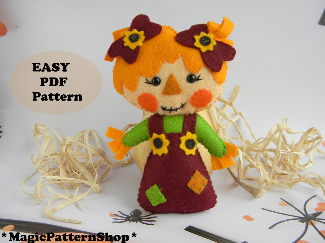 Scarecrow Felt Pattern PDF Scarecrow Doll Sewing Pattern Mr Mrs ...