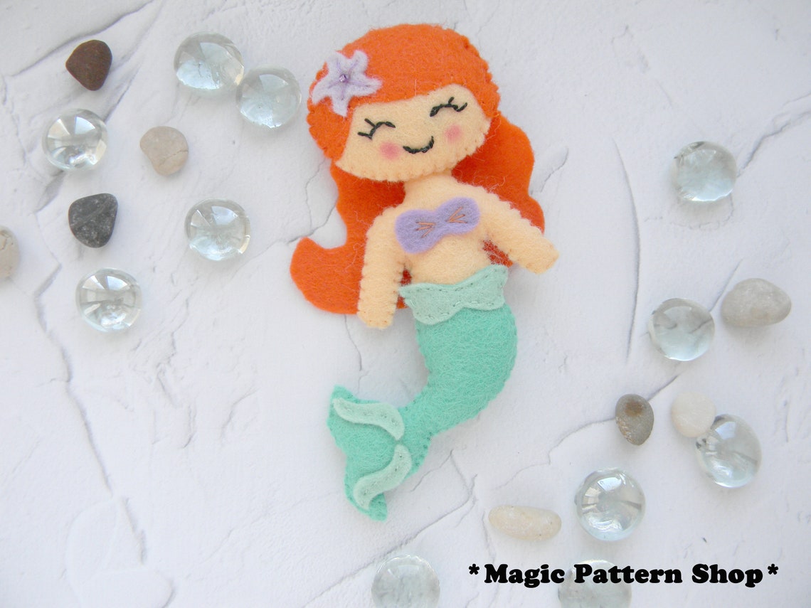 Mermaid Felt Pattern PDF Pattern Cute Ornament Mermaid Easy - Etsy