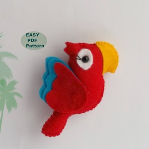 PDF Pattern Easy Felt Parrot Pattern Sewing PDF Pattern Felt Bird Plush ...