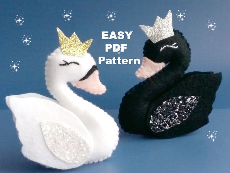 PDF Pattern Felt Swan Ornament Swan Hand Sewing Pattern Swan - Etsy