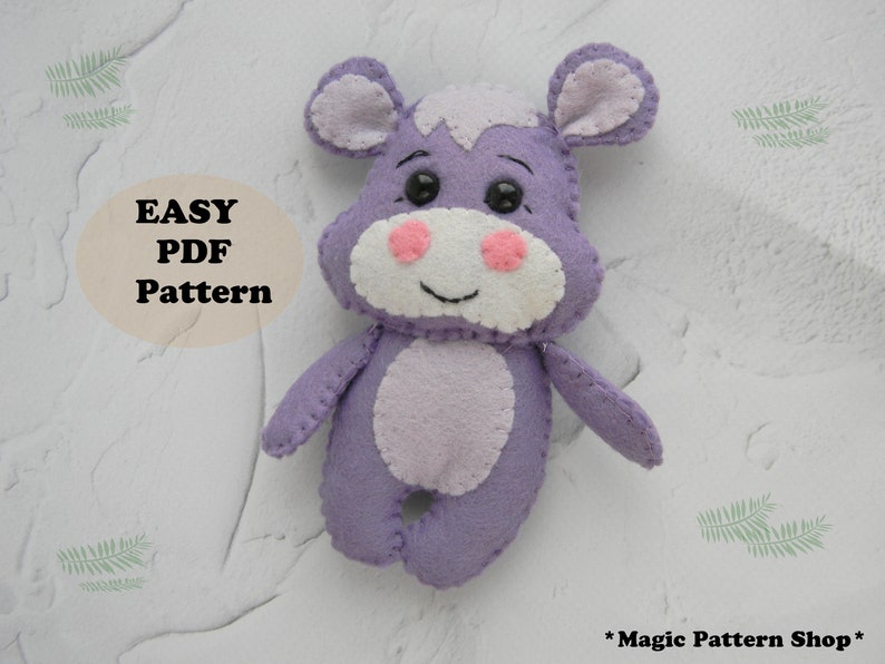 Hippo PDF Pattern Felt Hippo Ornament Sewing Pattern Jungle - Etsy