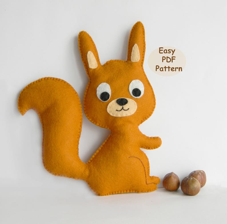 Squirrel easy PDF pattern Felt Squirrel pattern Hand Sewing | Etsy