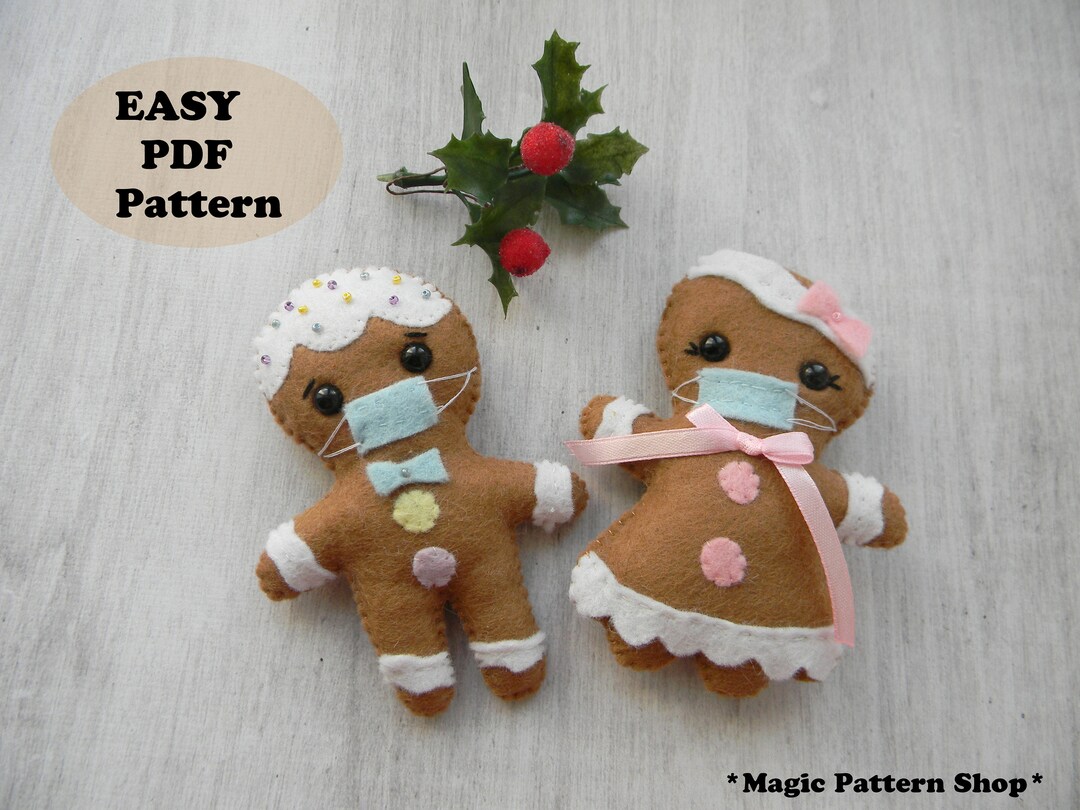 Gingerbread Man With Face Mask Pdf Pattern Gingerbread Girl Easy ...
