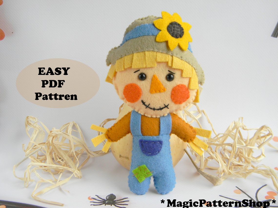 Scarecrow Felt Pattern PDF Scarecrow Doll Sewing Pattern Mr Mrs ...