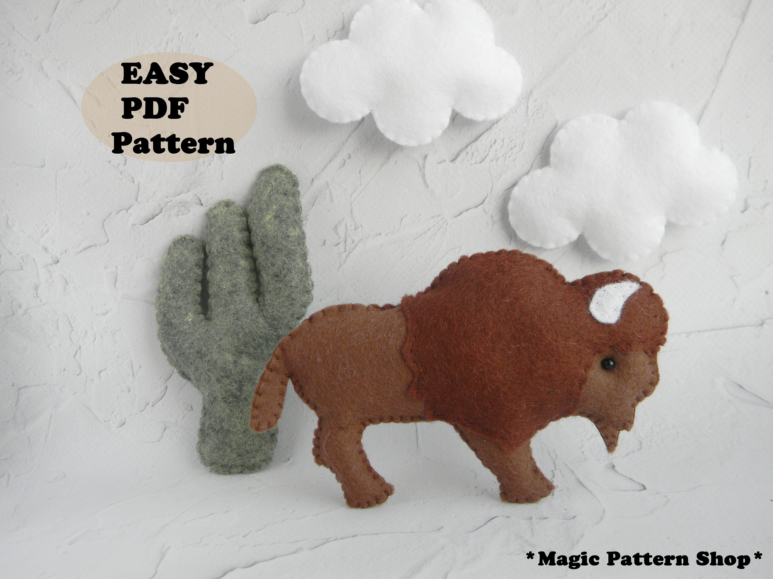 Bison Felt Pattern PDF Buffalo Ornament Pattern Cactus Cloud - Etsy Canada