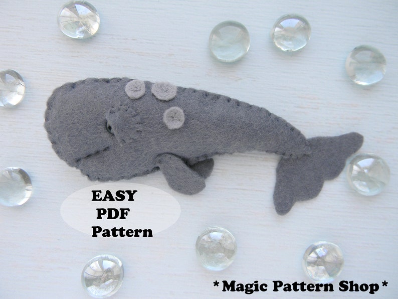 Whale PDF pattern Felt sewing whale PDF tutorial DIY sperm | Etsy