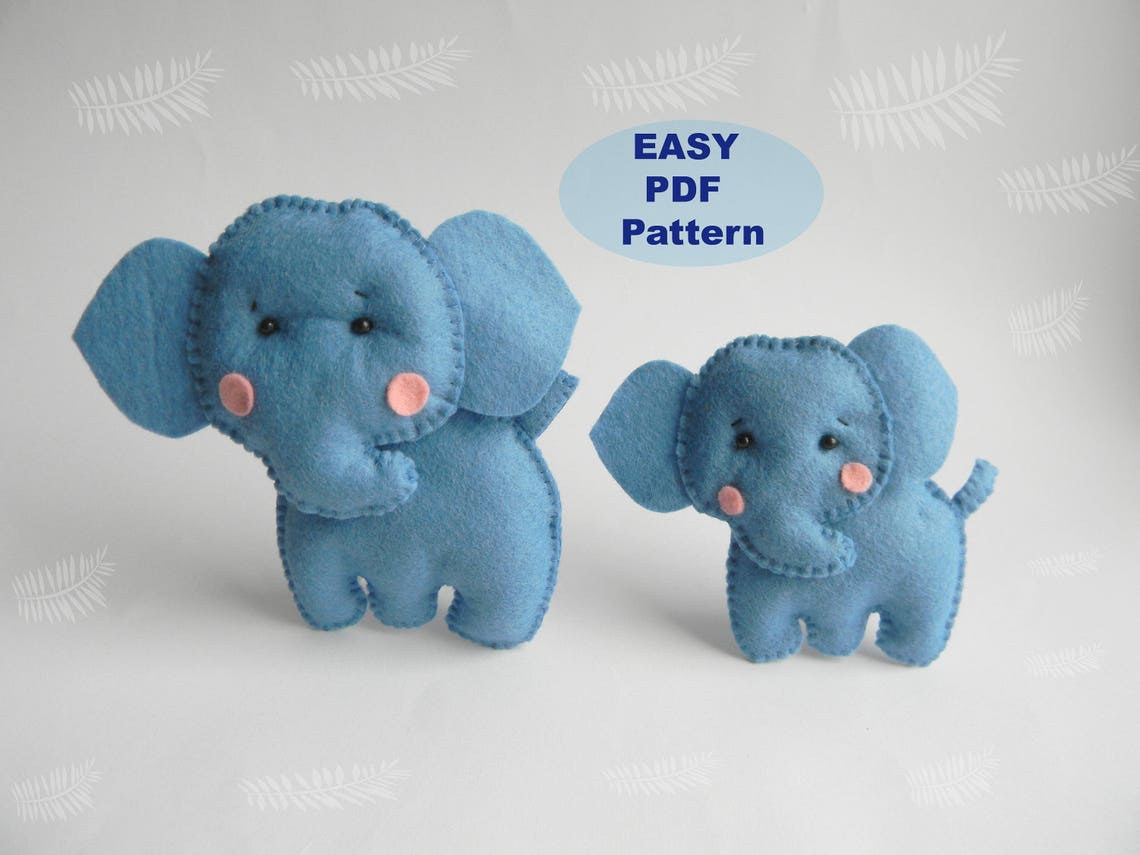 Elephant Easy PDF Pattern Felt Hand Sewing Elephant Plushie - Etsy