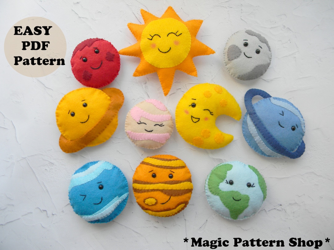 Solar System Mobile Pattern Felt Planet PDF Pattern Space Felt Pattern ...