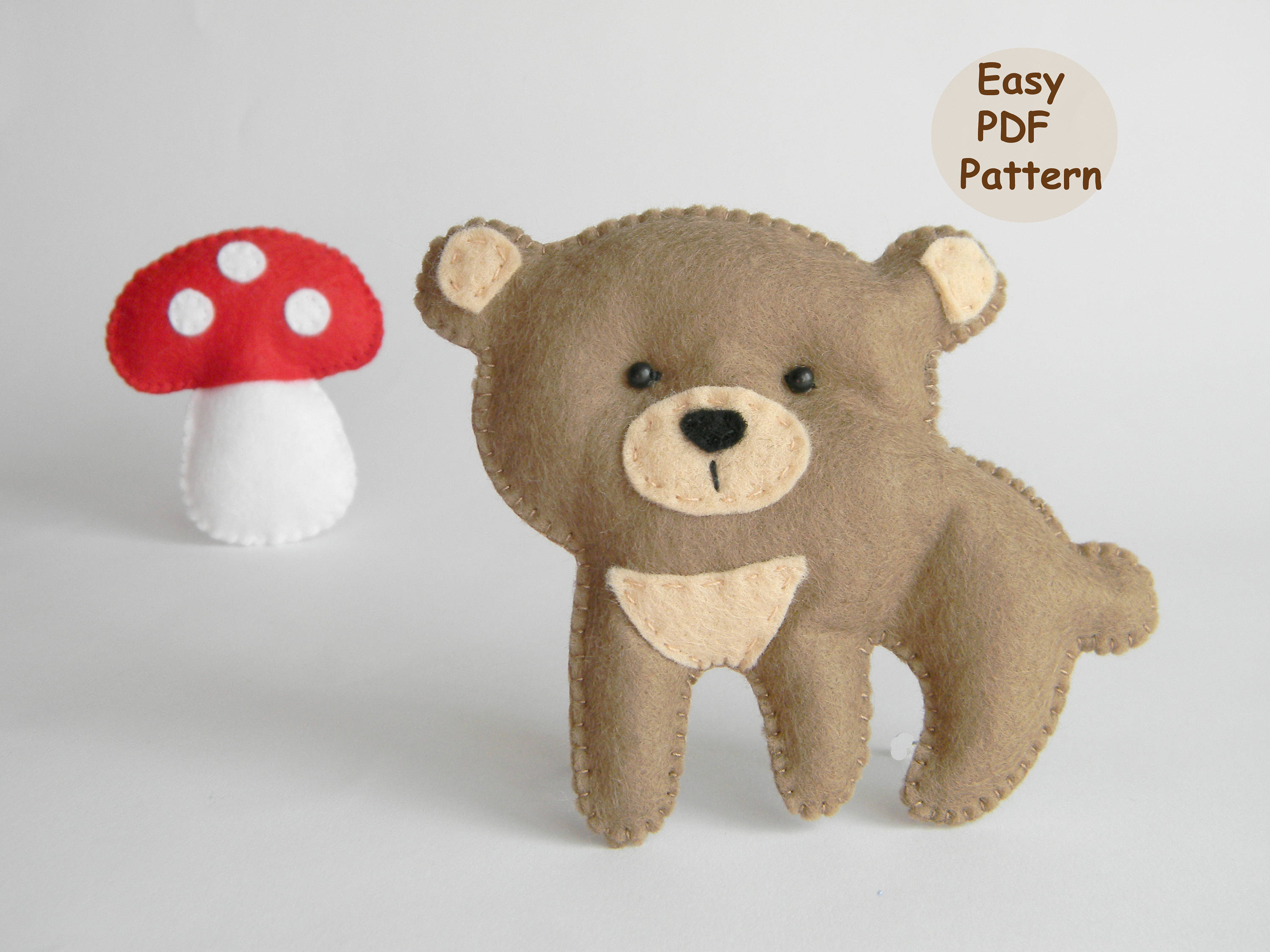 Felt Bear Sewing PDF Pattern Stuffed Animal Pattern Hand | Etsy