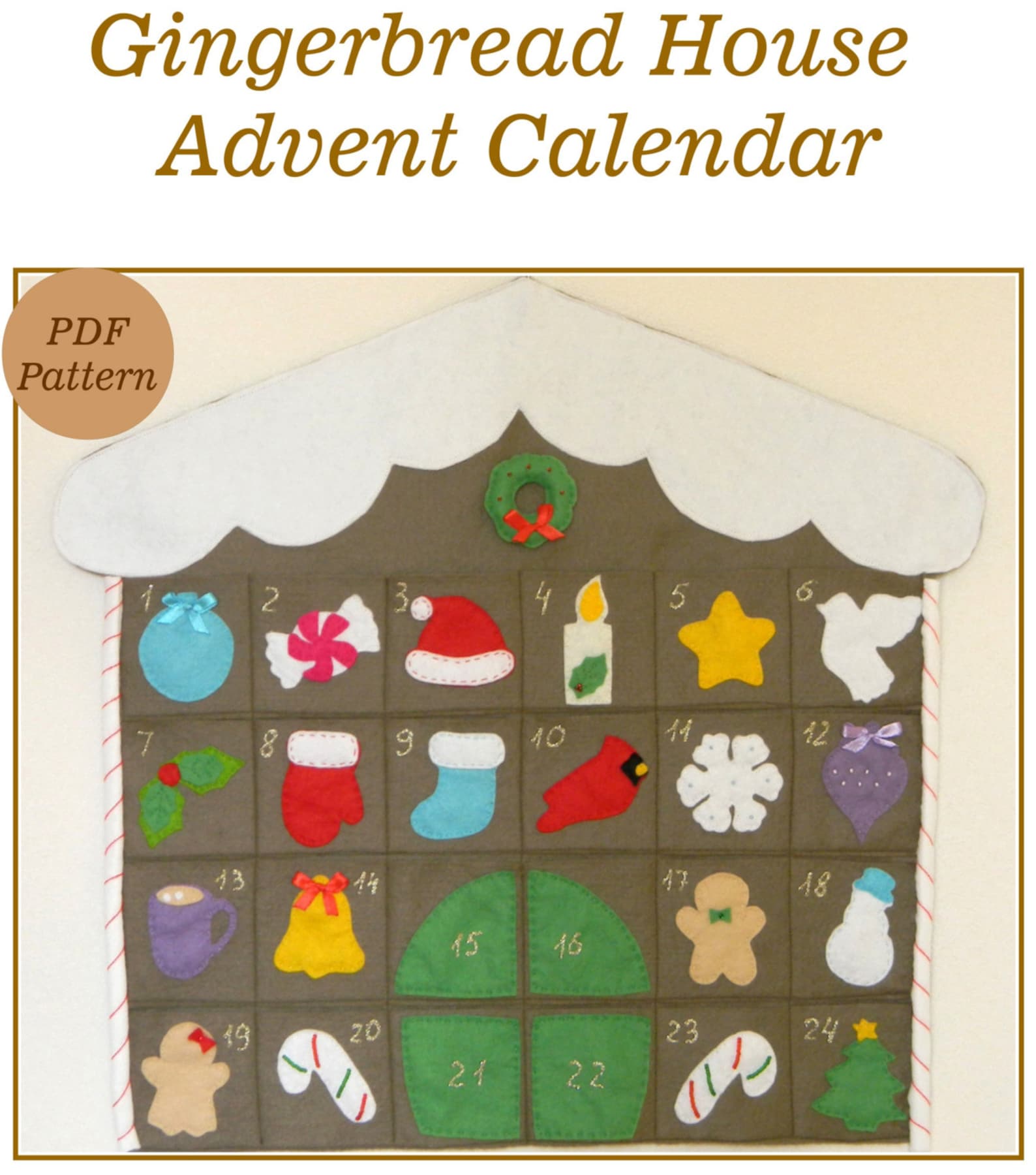 Gingerbread House Advent Calendar Patternchristmas Advent - Etsy