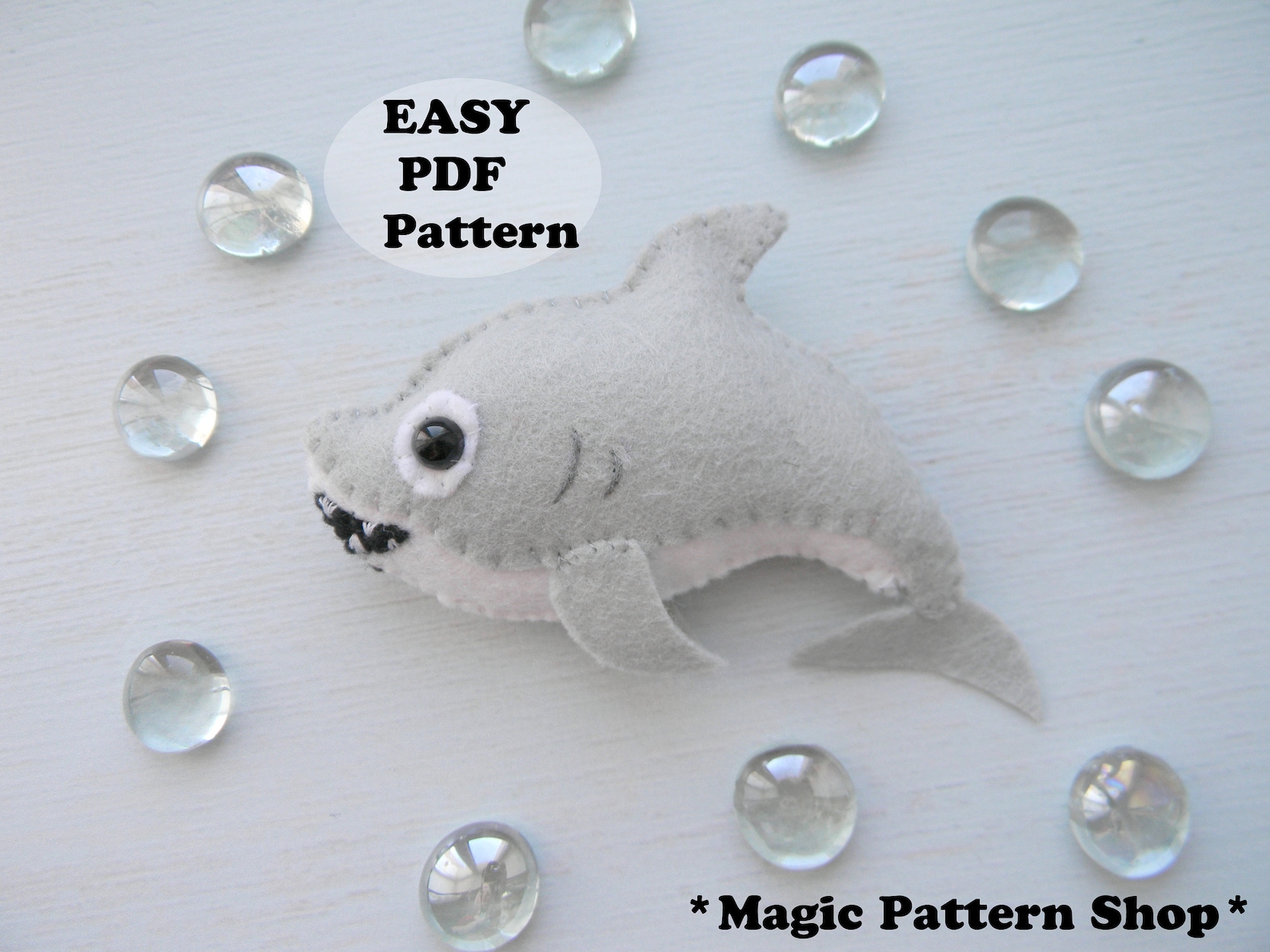 Sea Creatures PDF Pattern Felt Sewing Shark Whale Dolphin - Etsy