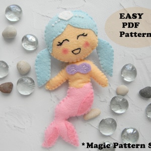 Felt Pattern Mermaid PDF Mermaid Doll Sewing Pattern Seaside Mermaid ...