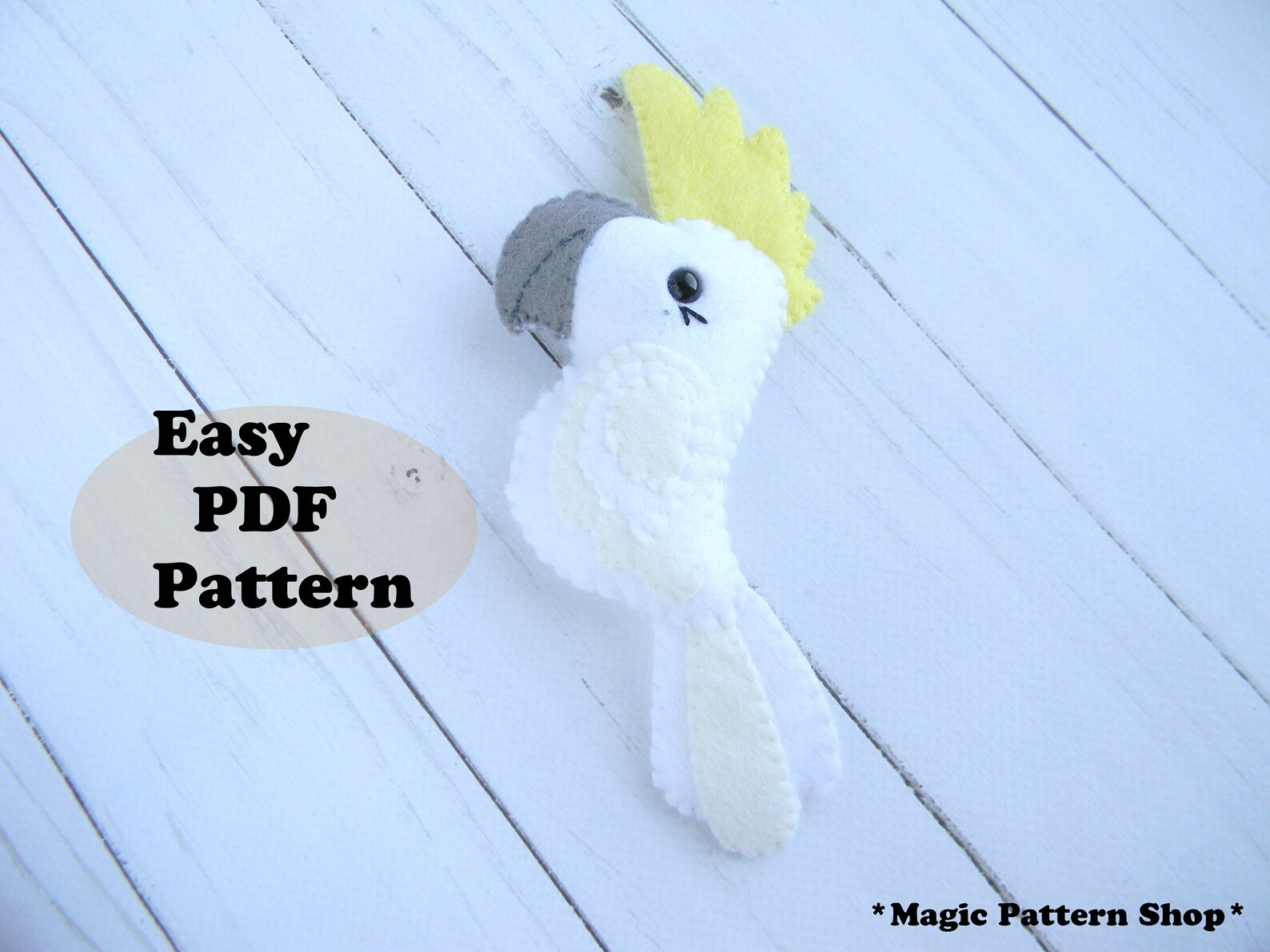 Cockatoo felt PDF Pattern Felt cockatoo ornament pattern | Etsy
