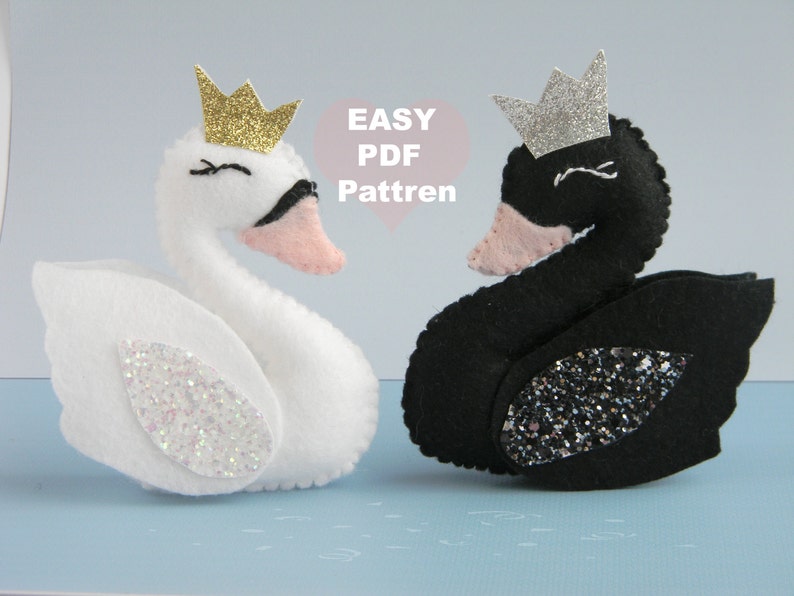 PDF Pattern Felt Swan Ornament Swan Hand Sewing Pattern Swan - Etsy