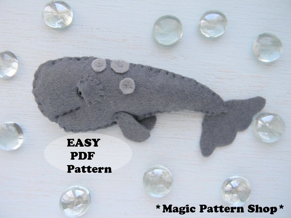 Sea Creatures PDF Pattern Felt Sewing Shark Whale Dolphin - Etsy