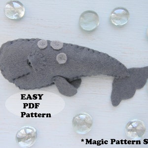 Sea Creatures PDF Pattern Felt Sewing Shark Whale Dolphin Narwhal Orca ...