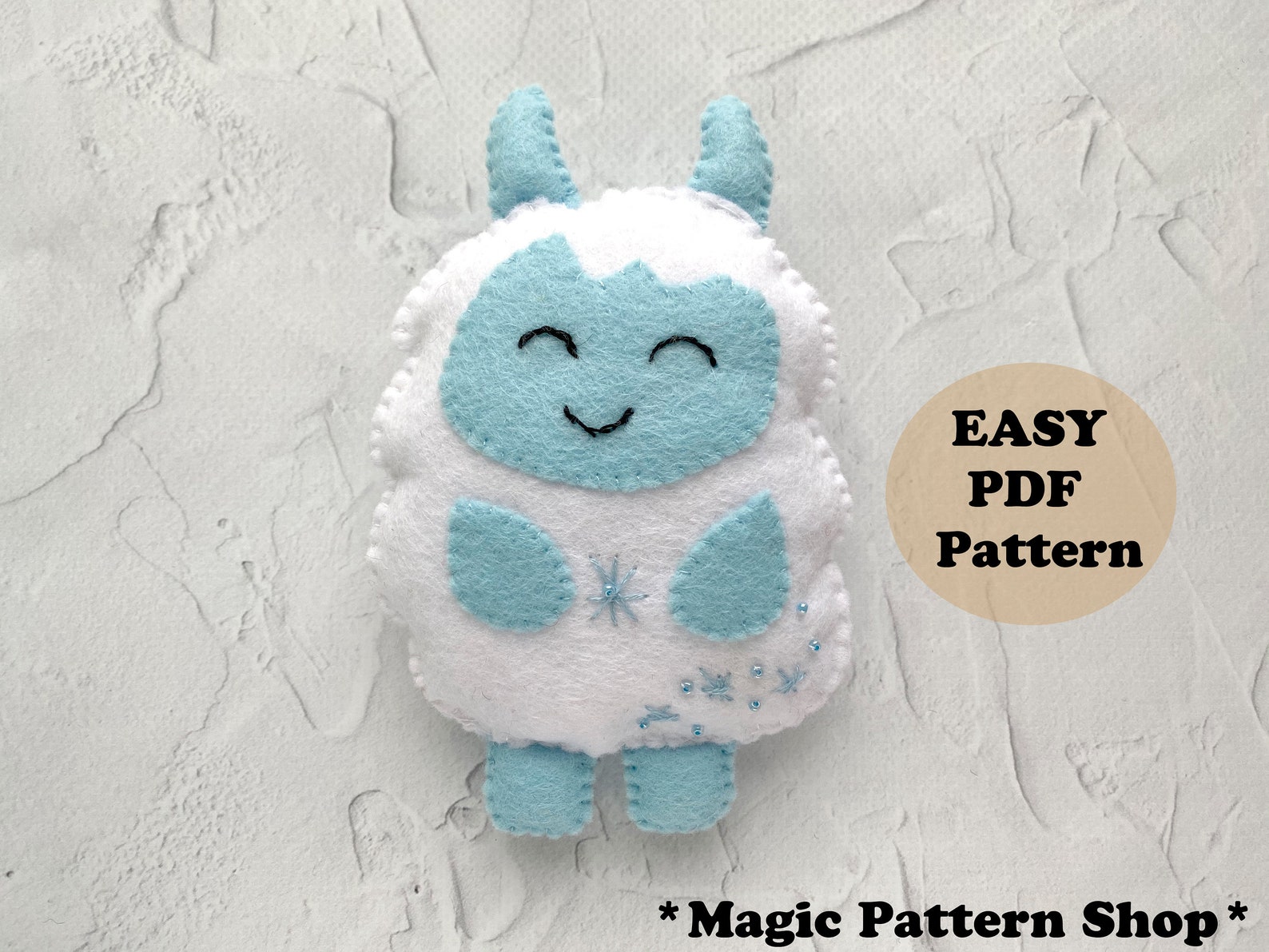 Felt Yeti Pattern PDF Christmas Pattern Felt Yeti Ornament | Etsy
