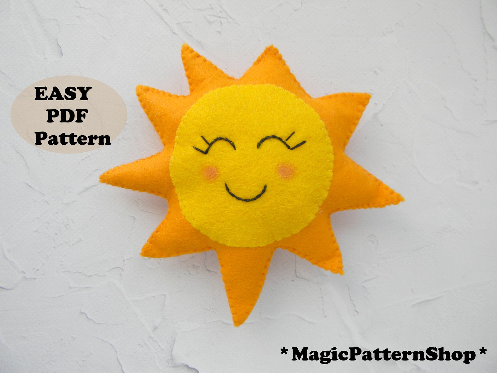 Sun Felt Pattern PDF Felt Sun Ornament Pattern Kawaii Sewing - Etsy