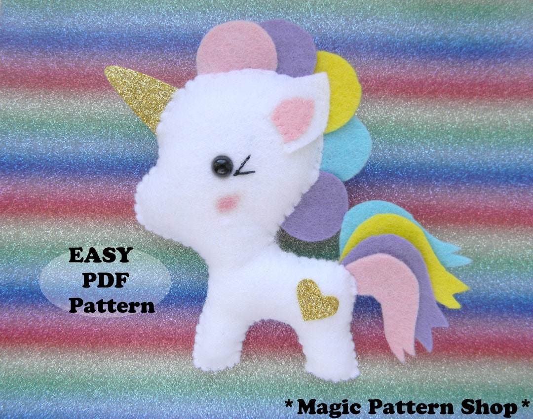 Felt Unicorn Ornament Sewing Pattern: DIY Kawaii Plushie (PDF Pattern ...