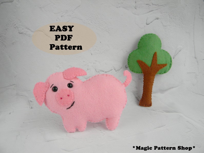 Pig Felt PDF Pattern Felt Pig Ornament Pattern Pig Sewing - Etsy