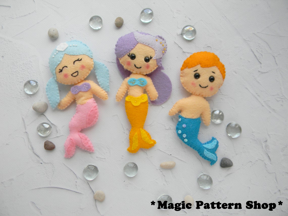 Felt Pattern Mermaid PDF Mermaid Doll Sewing Pattern Seaside | Etsy