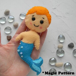 Mermaid Boy Felt Pattern PDF Mermaid Doll Sewing Pattern Cute Ornament ...